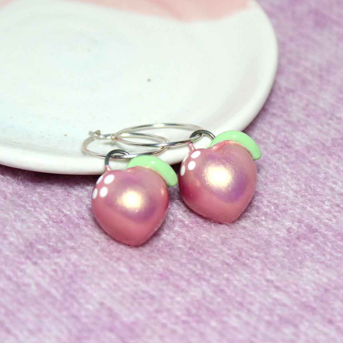 Pink Gold Peach Hoop Earrings – MariposaMiniatures