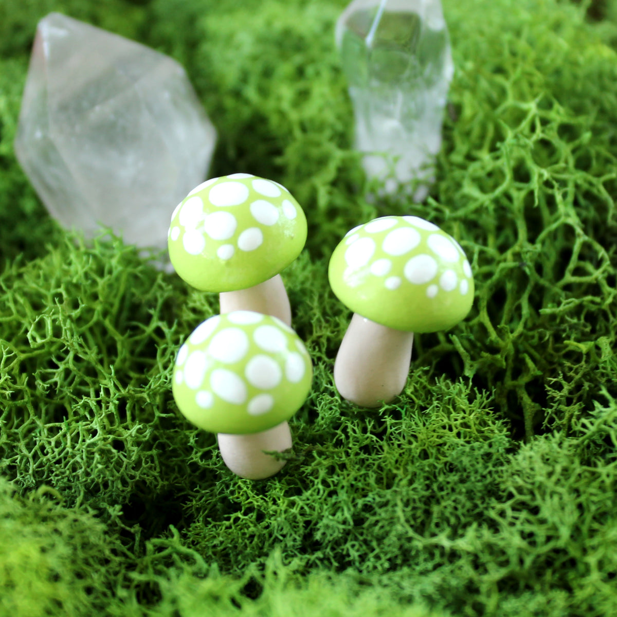 Spring Green Toadstools (Set of 4) – MariposaMiniatures